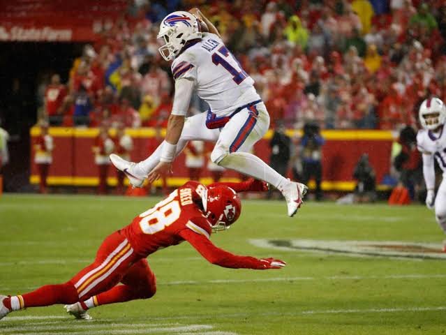 Josh Allen: Hurdles| Leaping| Jumping over defender| Trip - sportsjone